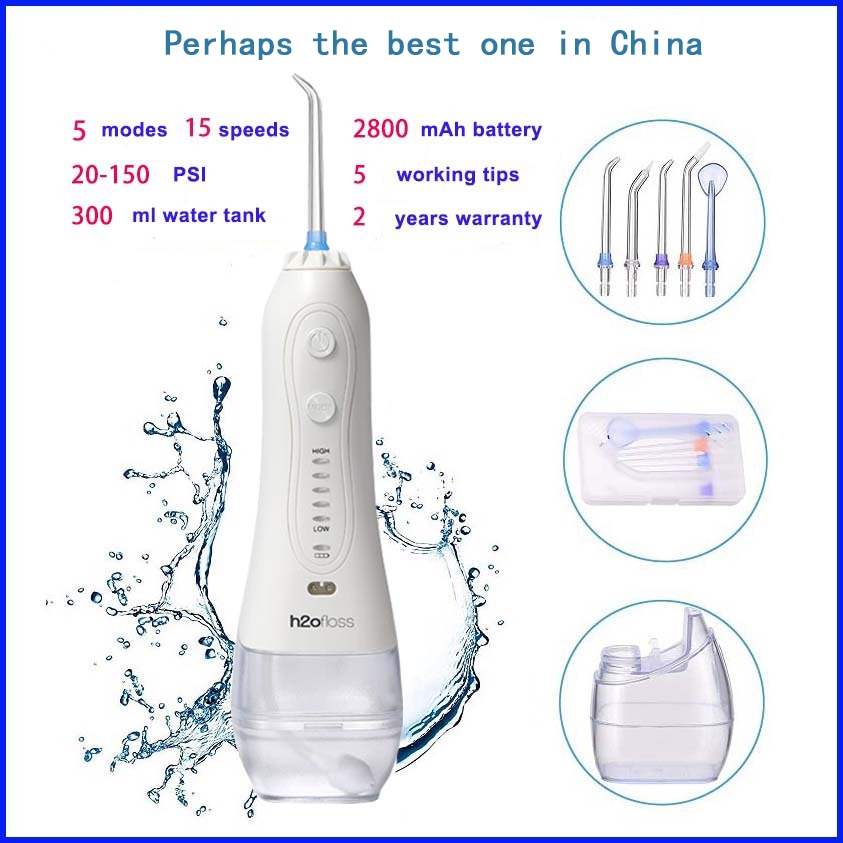 H2OFLOSS Portable Water Flosser HW108 High Efficiency Smart Dental ...