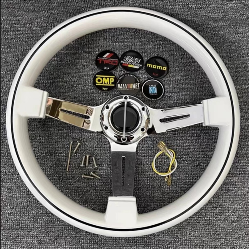 New ND TRD OMP MOMO MUGEN chrome spoked steering wheel, white ABS steering wheel | Shopee Malaysia