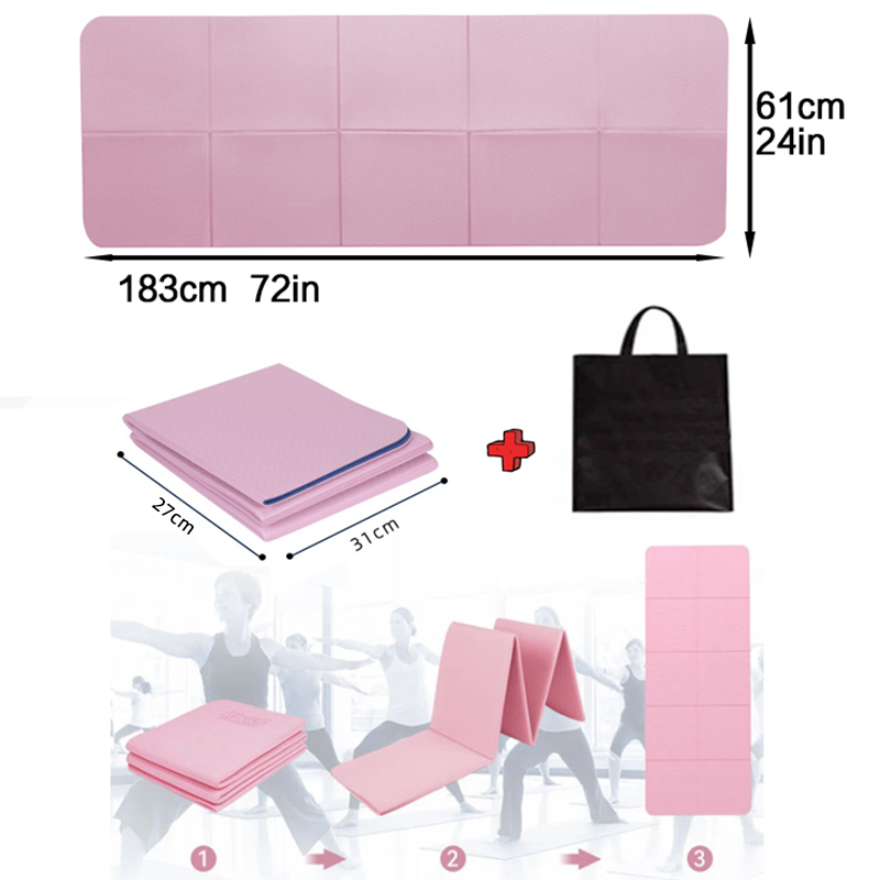 GYMPRO 183cm*61cm*0.4cm Foldable Yoga Mat Anti-Slip TPE Beginner ...