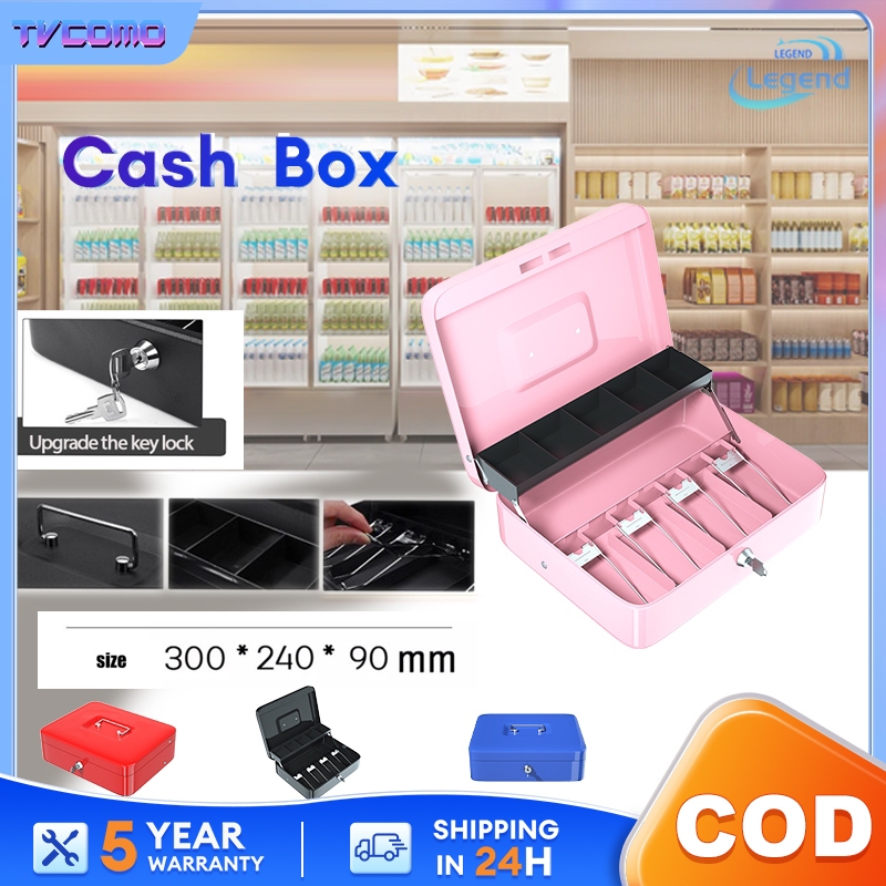 Cash Box With Lock Portable pink Petty Cash Box Safety Handheld Money ...