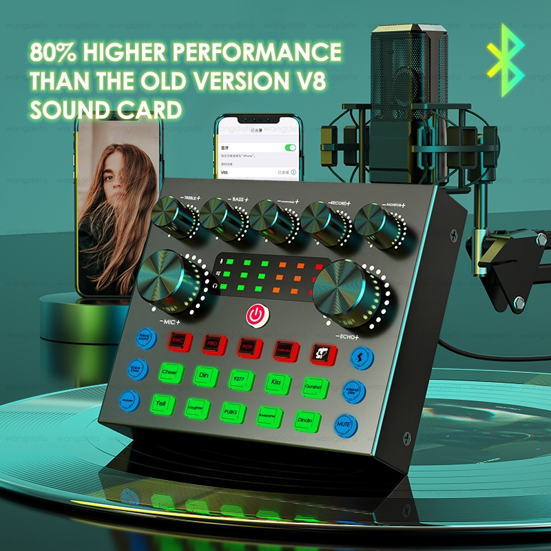Suitable for live streaming V8s sound card, with microphone capacitor ...