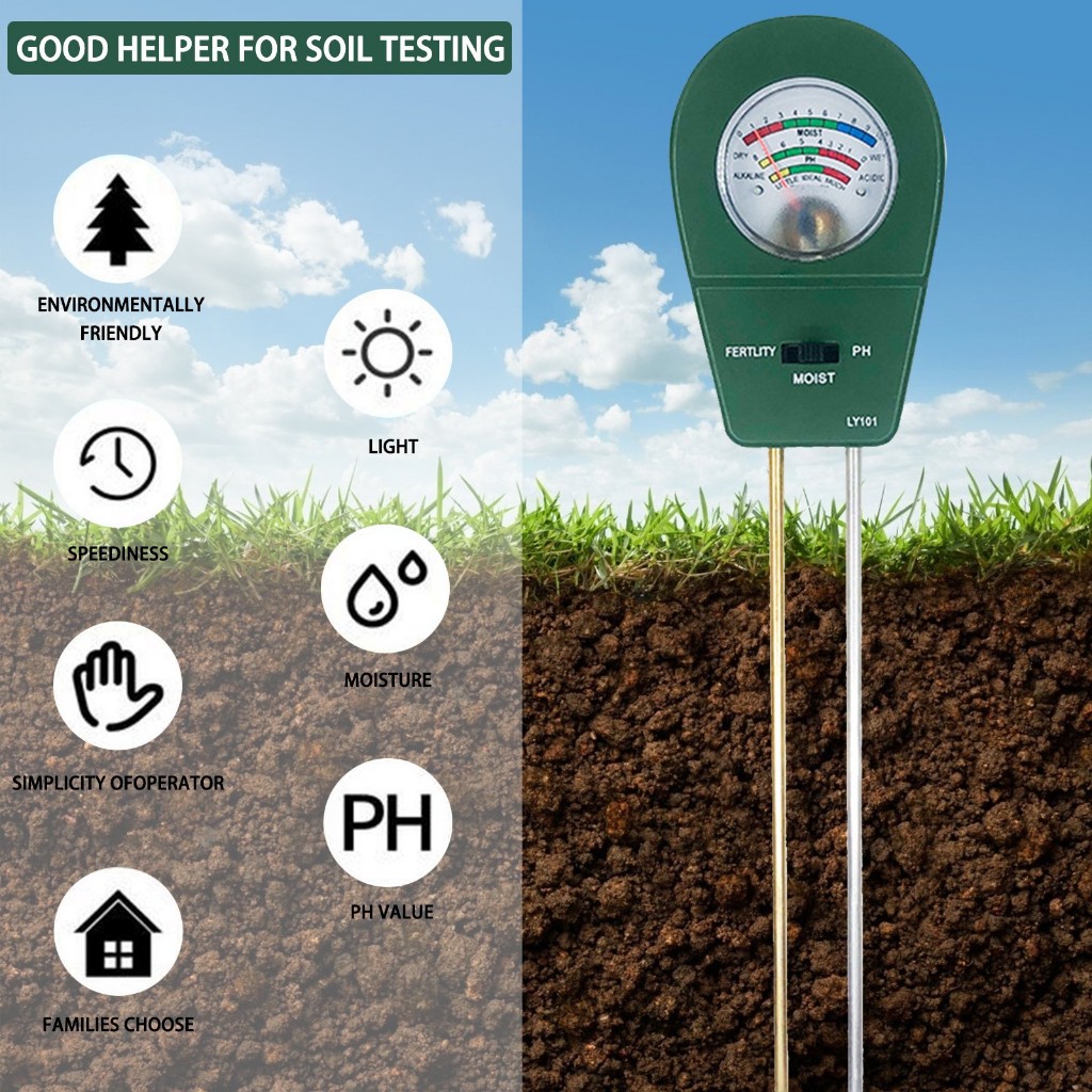 3 in 1 Soil Moisture Meter Plant Soil Water Moist PH Test Meter Test ...