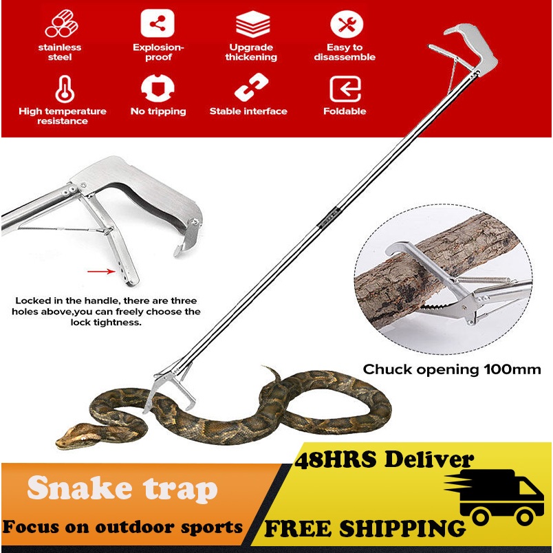♛Local stock ♛200cm/150cm/120cm/75cmSnake Stick Catcher Stainless Steel ...