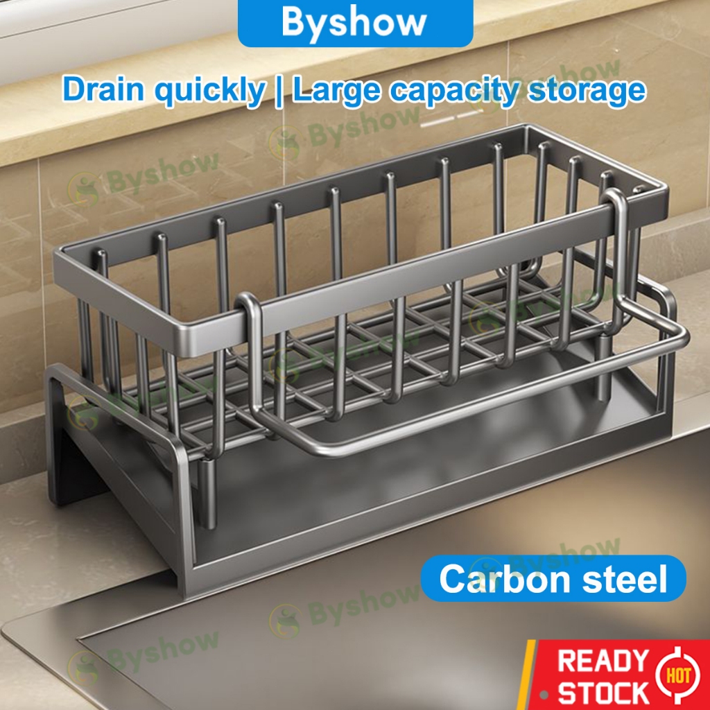 【Byshow】🔥Malaysia In Stock🔥Carbon steel Kitchen Faucet Sink Drain Rack ...