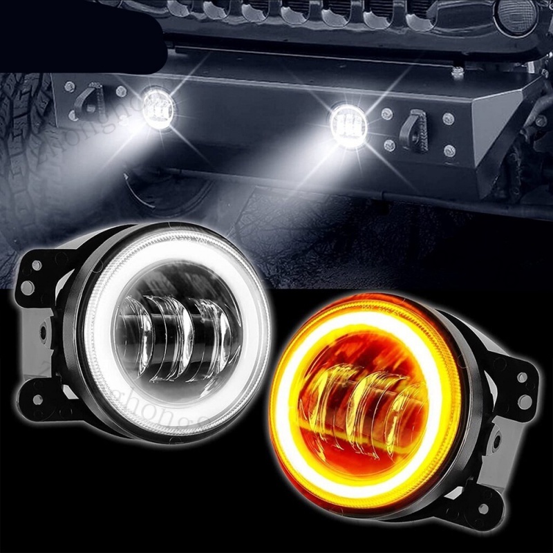【ready stock】nlpearl 2pcs 4inch 3.5inch led fog lights 60w amber yellow ...