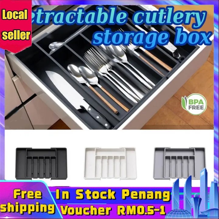 Kitchen drawer organizer Adjustable tableware tray holder Portable ...