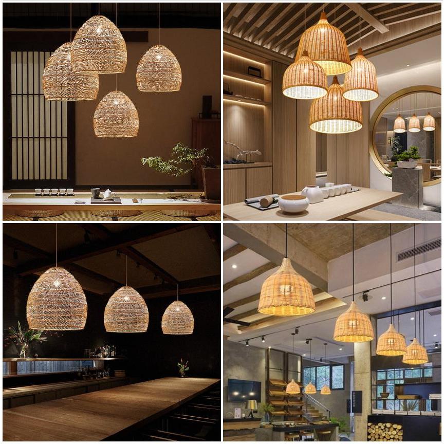 LAMPU GANTUNG SILING RATTAN PENDANT LIGHT BAMBOO HANDWOVEN LAMPU ...
