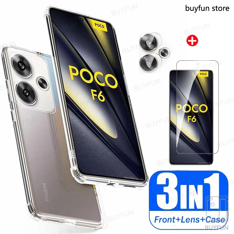 3To1 Tempered Glass Cover For Xiaomi PocoF6 Poco F6 Pro 5G Soft Case ...