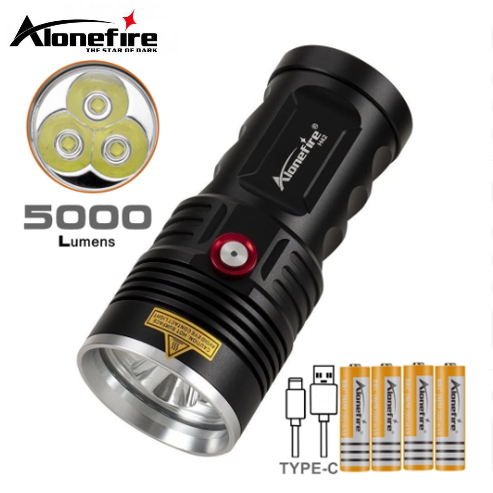 AloneFire H42 6500k 3x XHP50 LED 60W Super Bright USB Rechargable ...