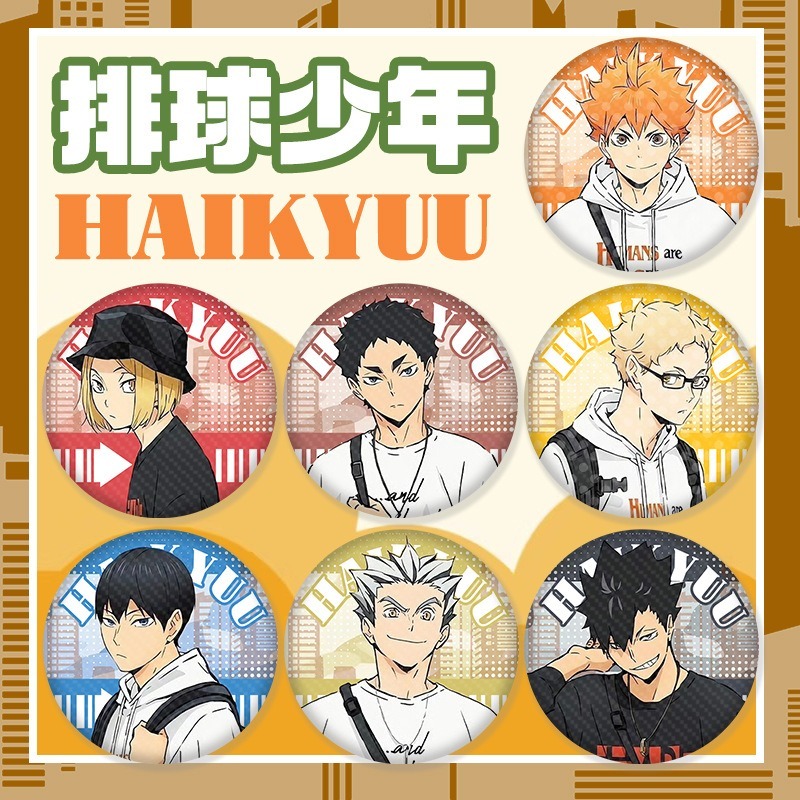 Haikyuu Hinata Shoyo Kageyama Tsukishima Anime Tinplate Metal Badge Pin ...