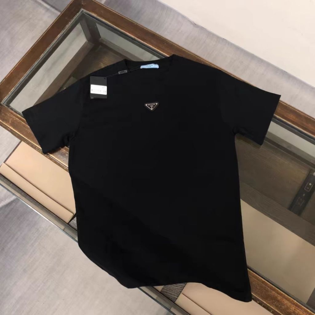 PRADA 1 tide brand high 2024 new chest triangle printing loose casual ...