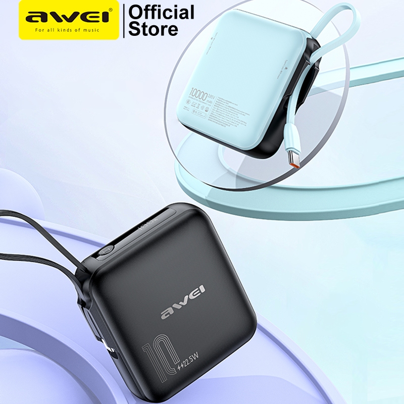 Awei P86K Mini Powerbank 10000mah Original 22.5W Fast Charging Built In ...