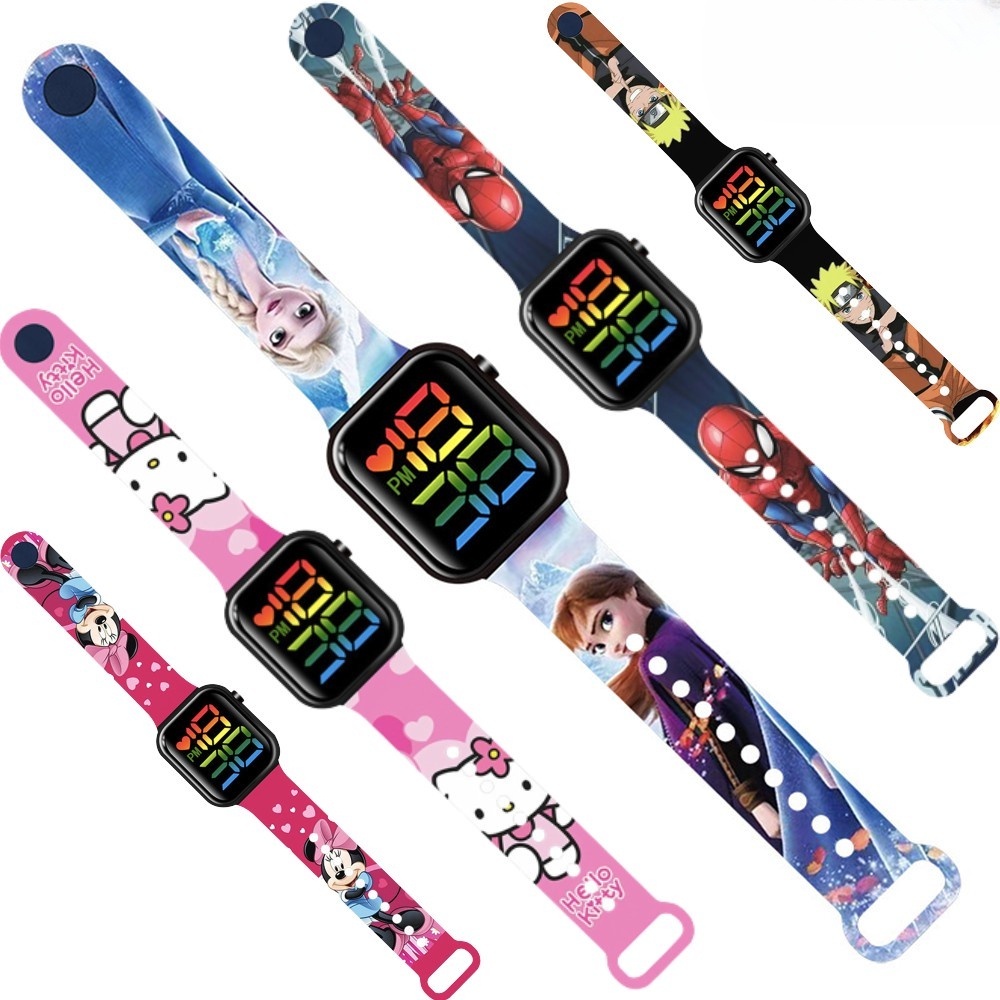 Frozen Elsa LED Watch for Kids Girls Marvel Spider-Man Electronic Watch ...