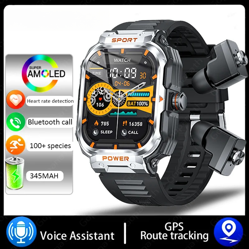 GT55 Headset Smart Watch 2.01inch Large Screen NFC TWS 2 in 1 Wireless ...