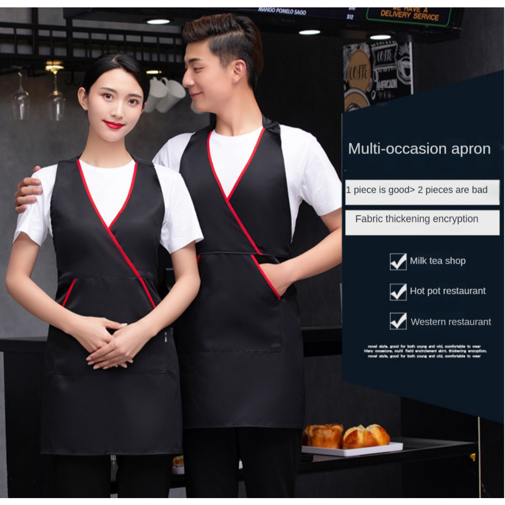 Ready Stock V-neck beauty salon nail waterproof anti-fouling apron ...