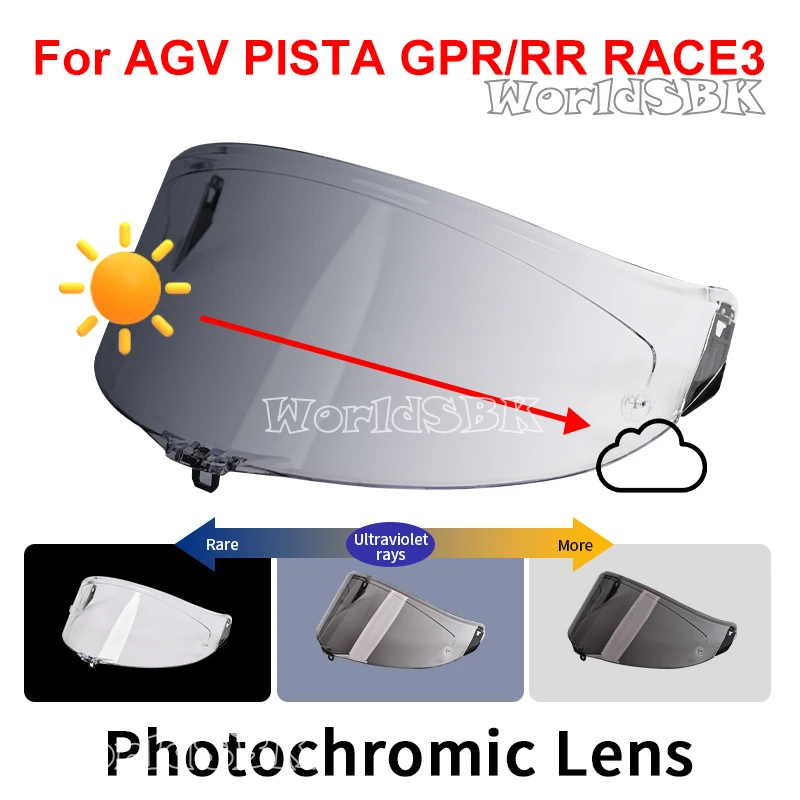 Photochromic Lens Visor for AGV PISTA GP RR GP R CORSA R RACE 3 Helmet ...