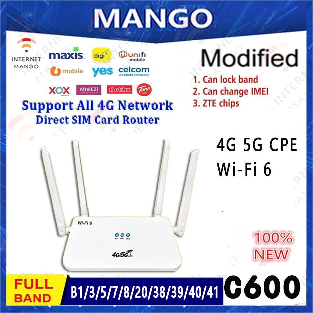 C600 modem, WiFi 6 router, SIM card insertion capability, Tybe-C ...