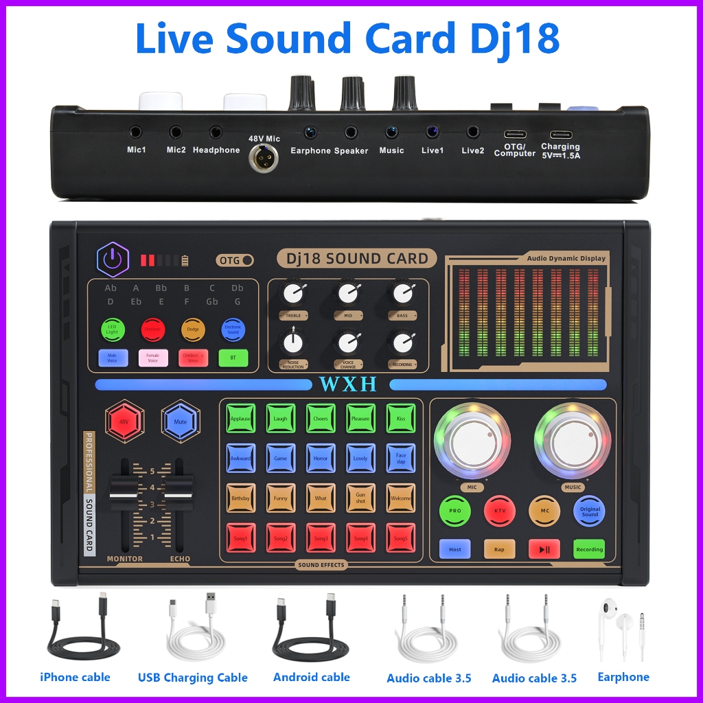 BM800 Microphone Sound Card DJ18 Live Sound Card Sound Control Unit ...