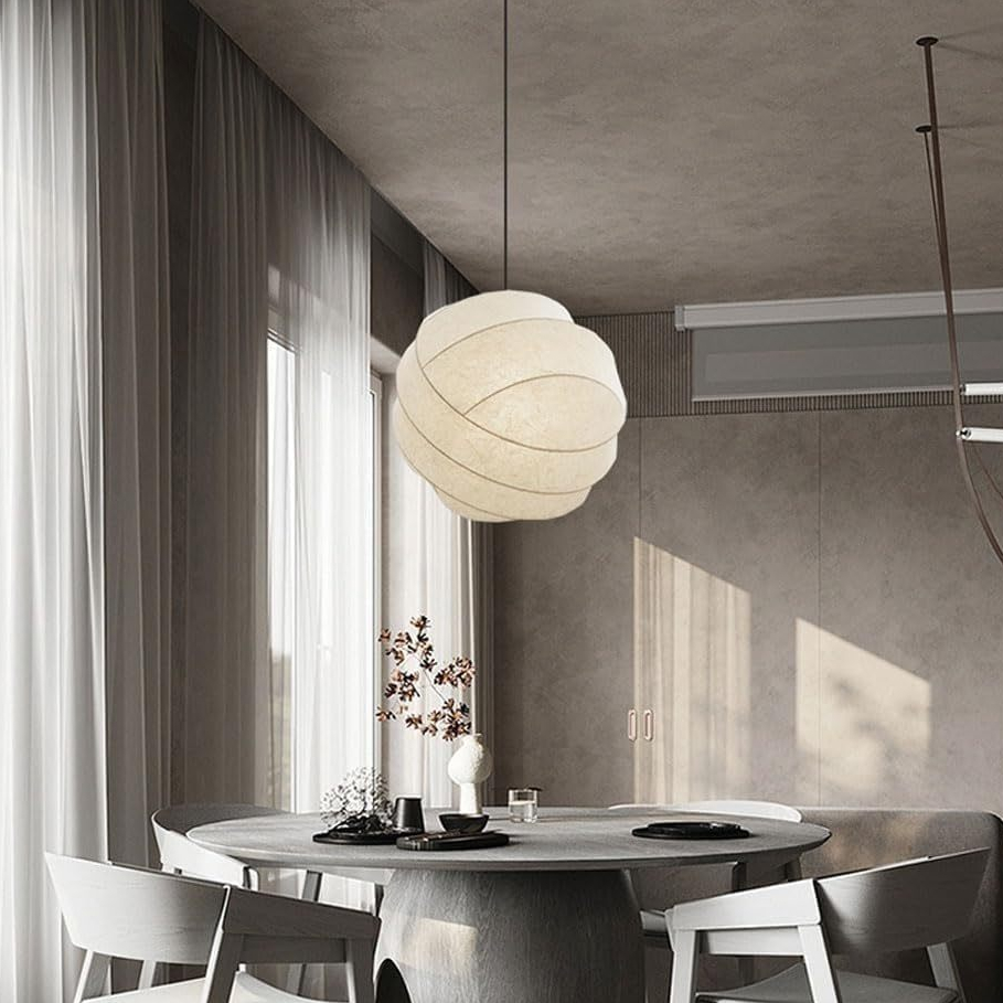 LAMPU GANTUNG WABI-SABI FABRIC LAMPSHADE CHANDELIER CEILING LIGHT BAR ...