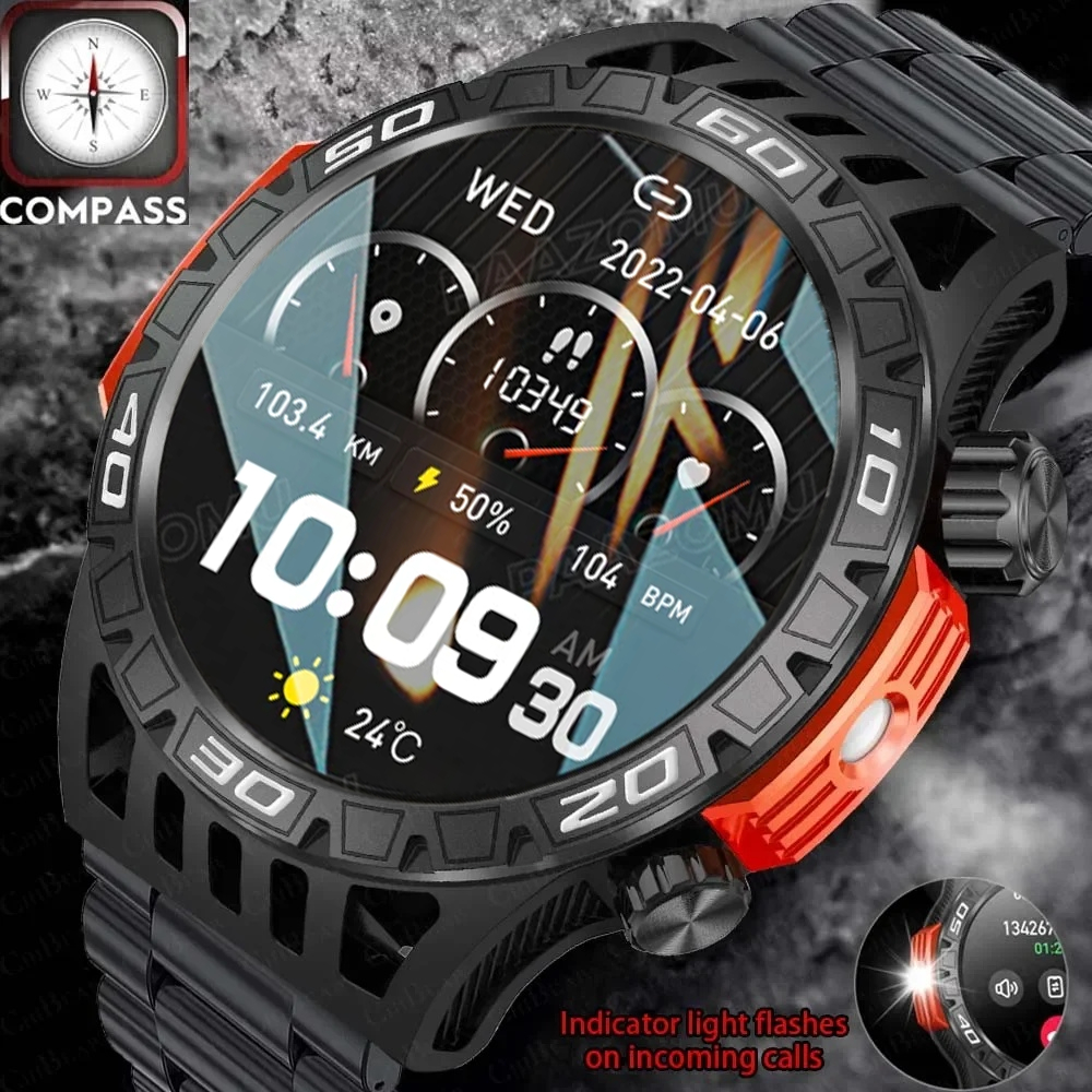 LIGE Flashlight Smartwatch Men 450mAh Large Battery Health Monitoring ...