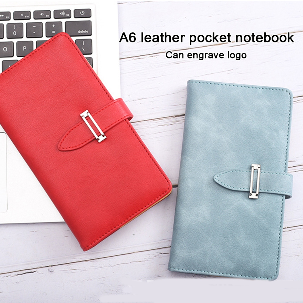 (Logo can be engraved) A6 business pocket notebook, small leather ...