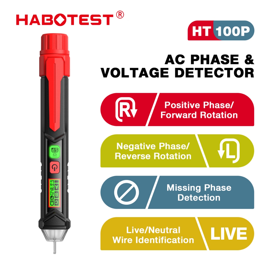 HABOTEST HT100P Digital AC Voltage Detector 12-1000V NCV Pen type Phase ...