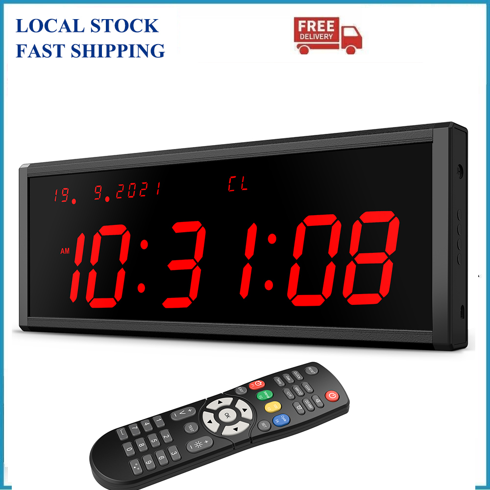 Seesii 3 inch Gym Timer Big LED Interval Workout Clock Time & Date ...