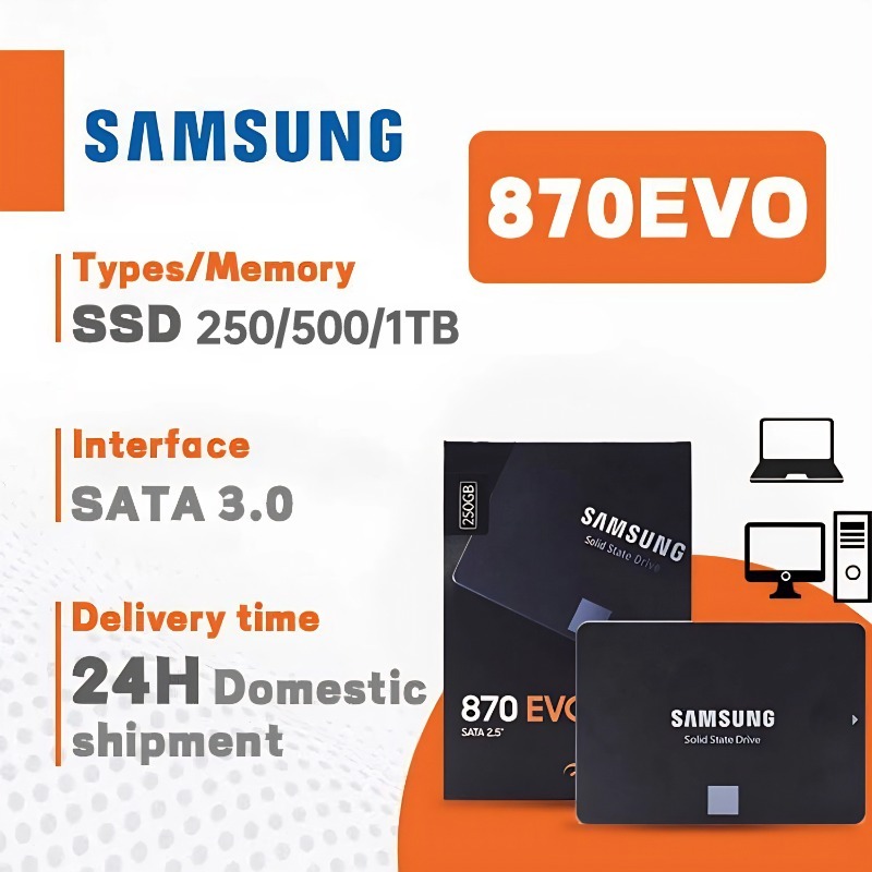 [New 100%] Samsung SATA 3 SSD 870EVO 250GB 500GB 1TB 2.5" SATA 3 SSD Solid State Drive For ...