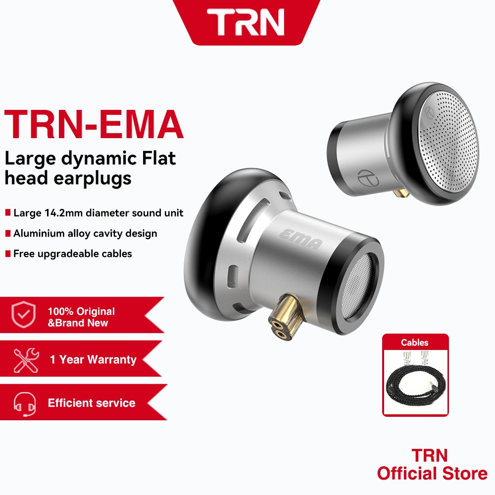 TRN EMA Earphones 14.2mm Dynamic Driver HIFI IEM Bass Wired With Mic ...