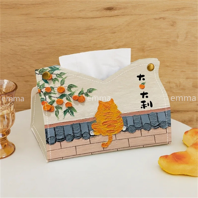 Good Luck Oil Painting Style Tissue Holder Restaurant Tissue Cover Home ...