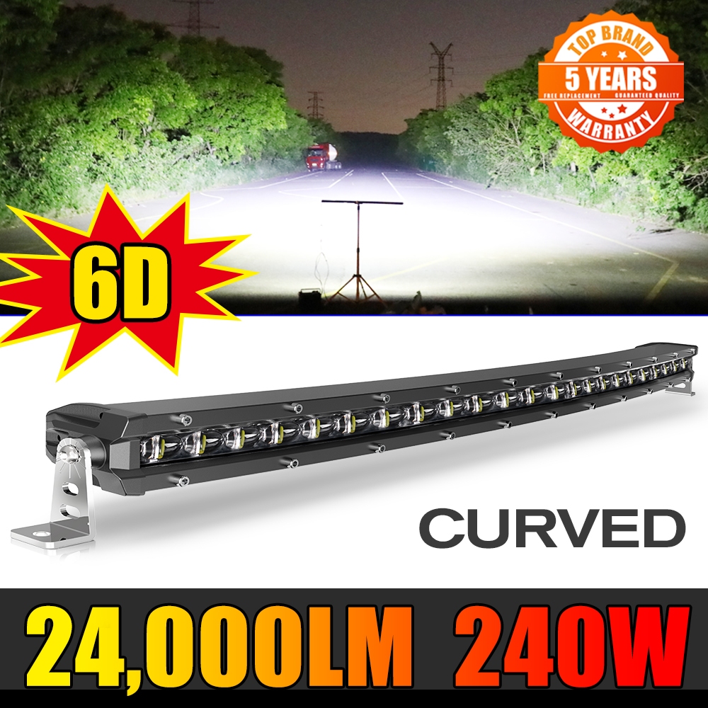DVISUV Curved LED Bar 6D Singel Row Super Bright LED Work Light Bar 20 ...