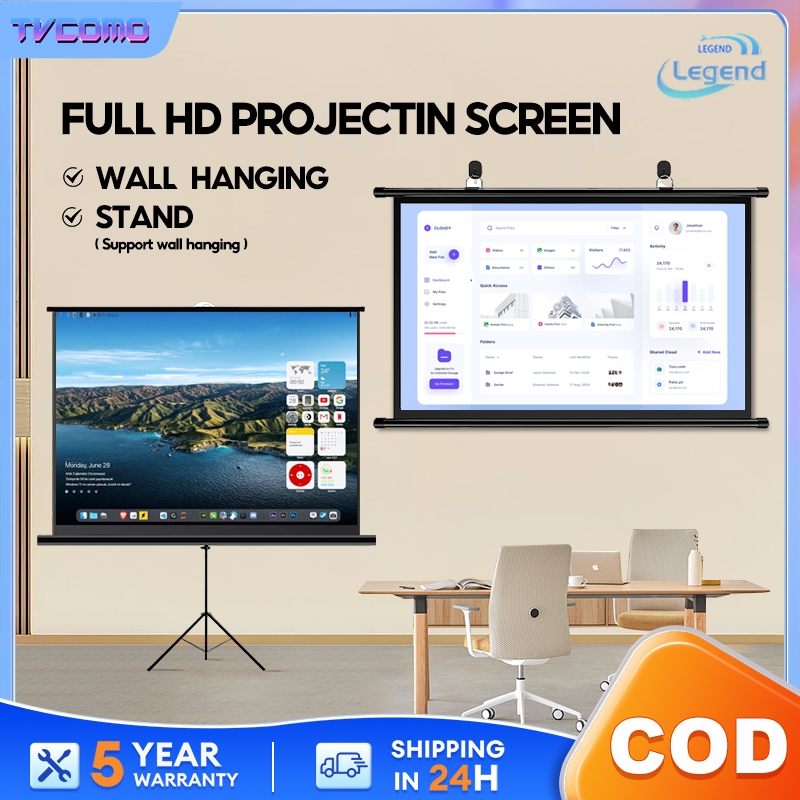Projection screen simple folding hole-free household 84/120 inch 16:9 ...