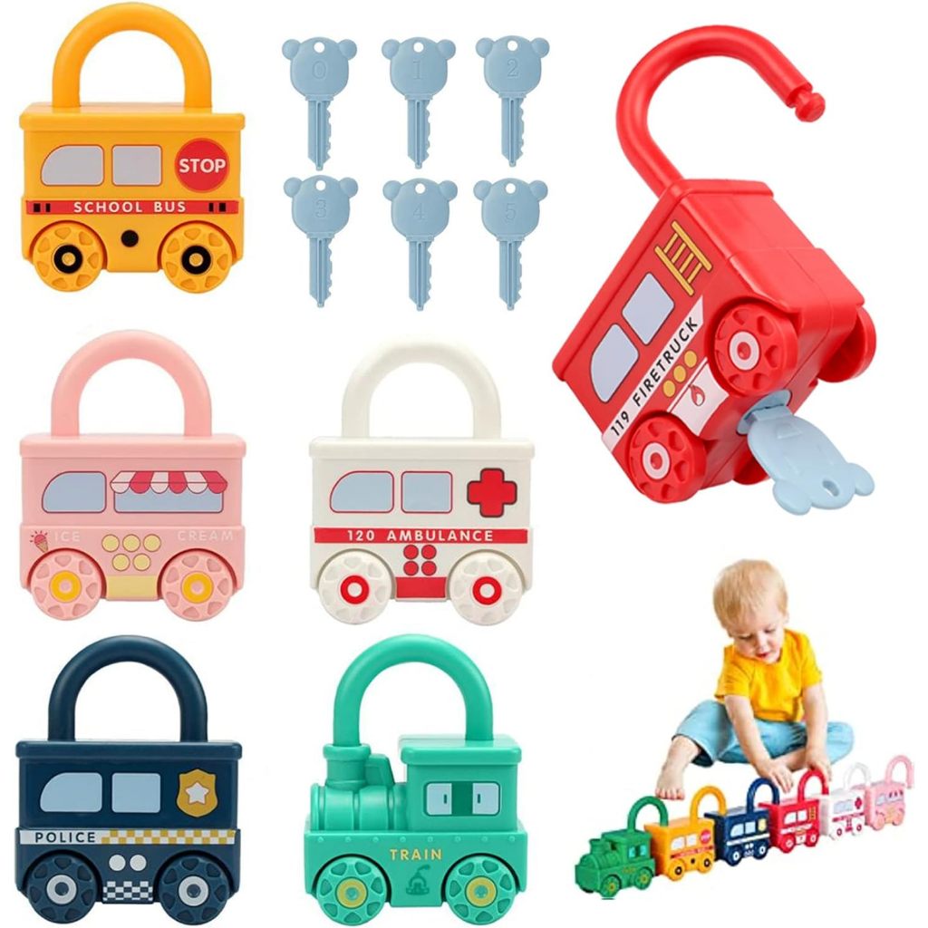 Montessori Lock and Key Car Toys, Sensory Matching & Sorting Early ...