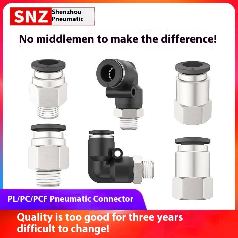 Pneumatic Joint Pneumatic Connector Black PC/PCF8-02 Threaded Straight Joint Pneumatic PL ...