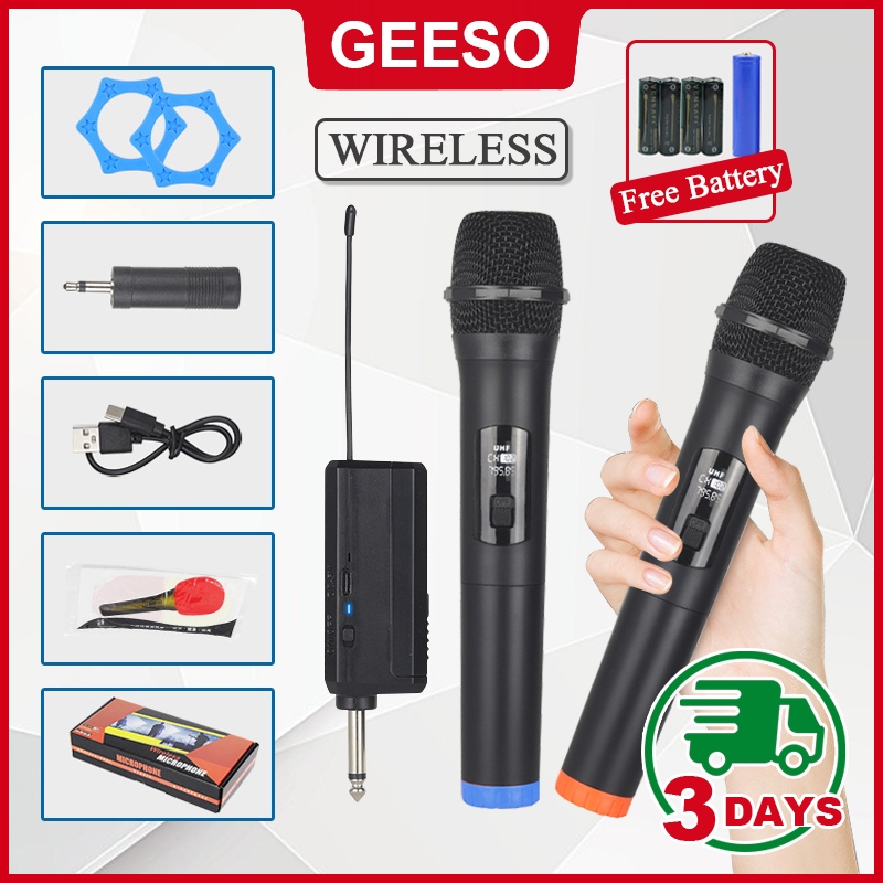 GEESO Wireless Microphone UHF Wireless Karaoke Microphone Dynamic ...