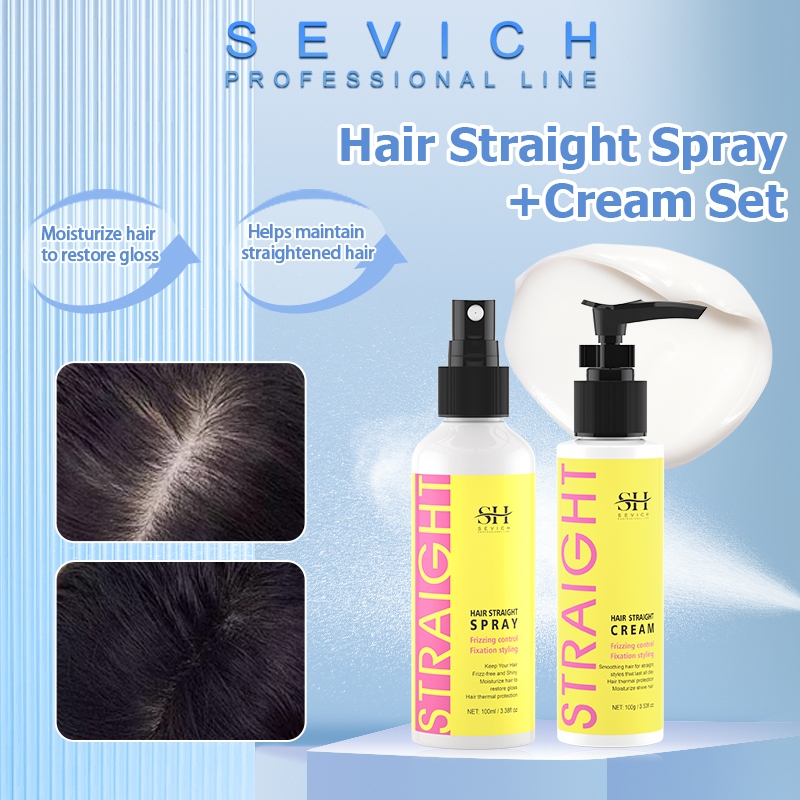 SEVICH Hair Straightener Cream & Spray Fixation Styling Moisturizing ...