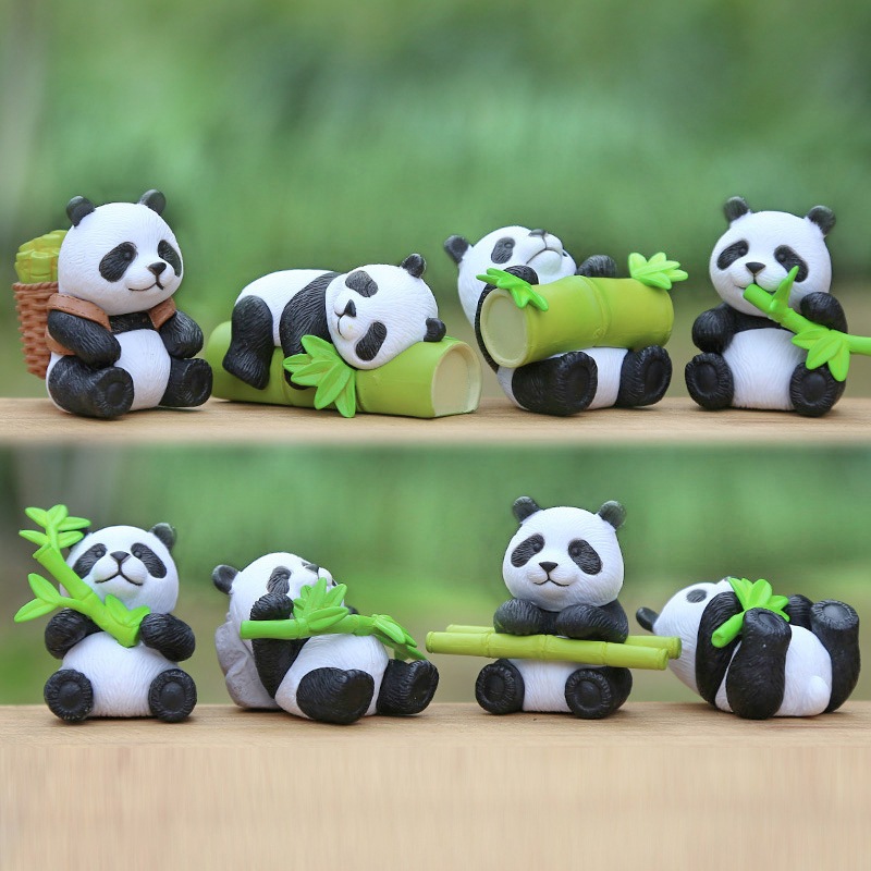 8Pcs/Set Cute Chinese Panda Bear Animal Mini Figures Collectible Toys ...