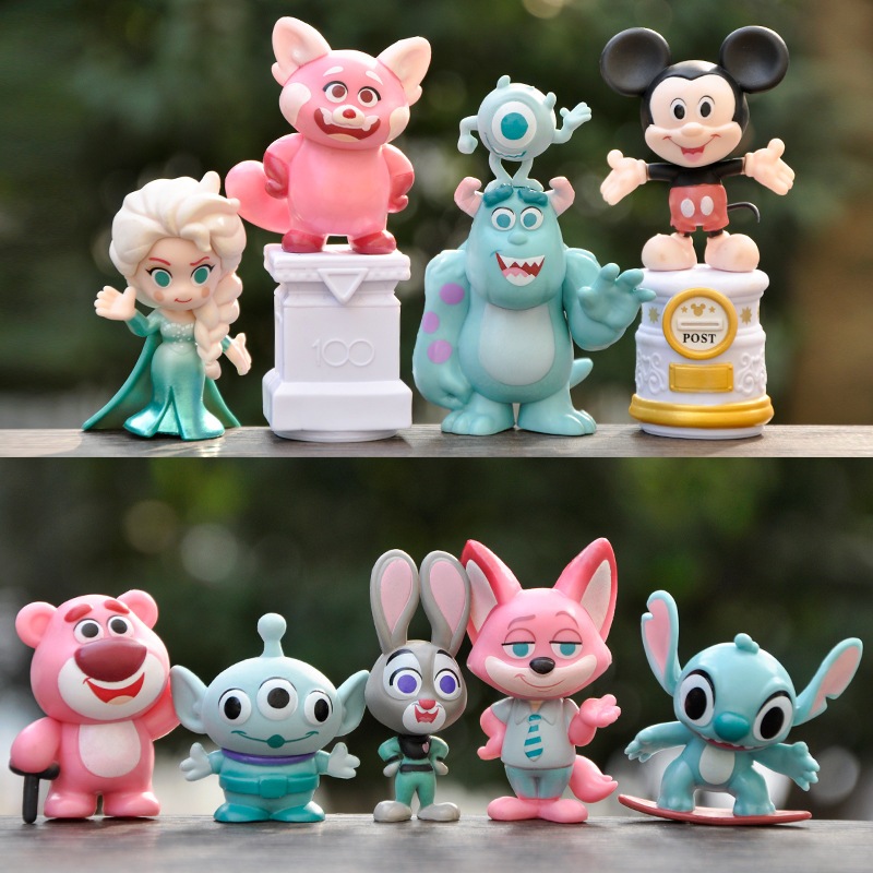 9Pcs/Set Anime Cartoon Toy Story Lotso Alien Frozen Elsa Stitch Mickey ...