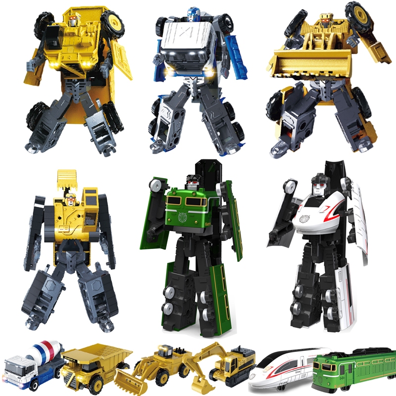 New Alloy Transforming Robot Train Robot Toy Engineering Vehicle Bus ...