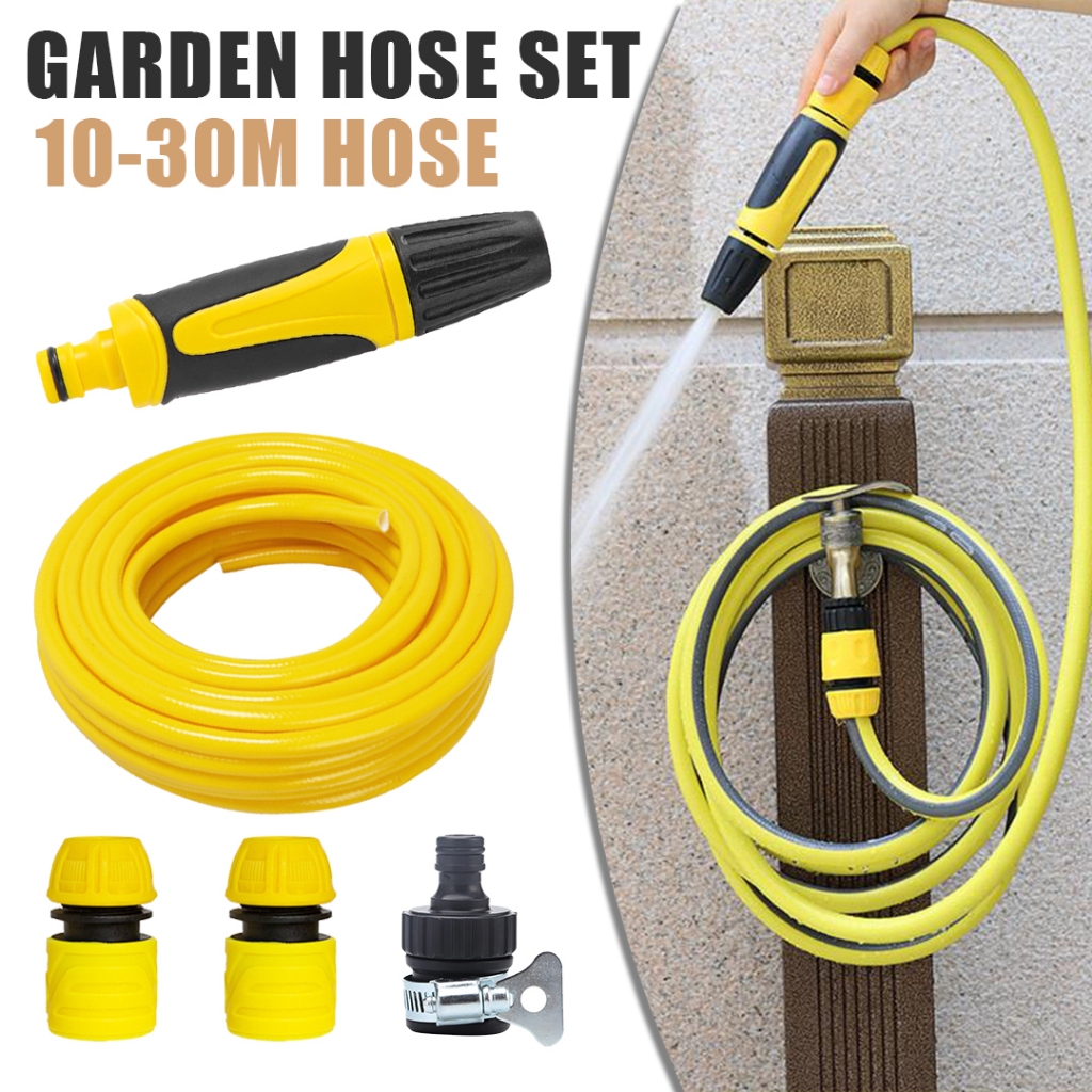 The Key-Garden hose set 10-30 M PVC water pipe high pressure nozzle ...