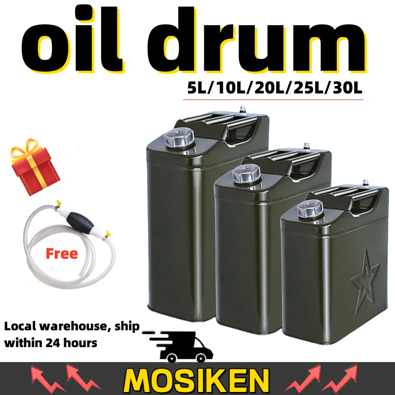 5/10/20/30L Tong Minyak Petrol Fuel Gasoline Tank Cans Spare Steel Jerry Can Gas Oil Container ...