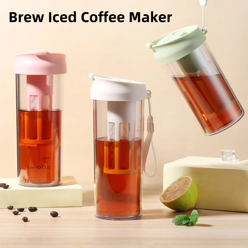 360ml/500ml Portable Cold Brew Iced Coffee Maker Ice Tea Brewer Pitcher ...