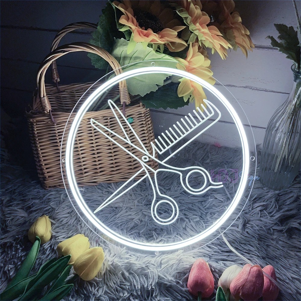 Hair Salon Neon Sign Light 3D Engraving Neon LED Sign Barber Shop Light ...