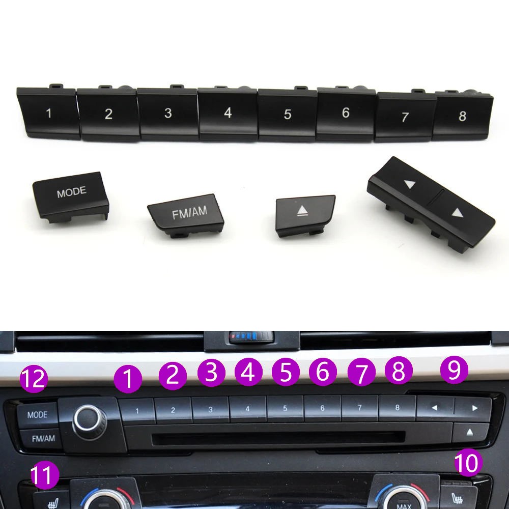 Car Front Dashboard Radio CD Player Digit Button Switch Buttons Cover Trim For BMW M3 M4 F20 F21 ...