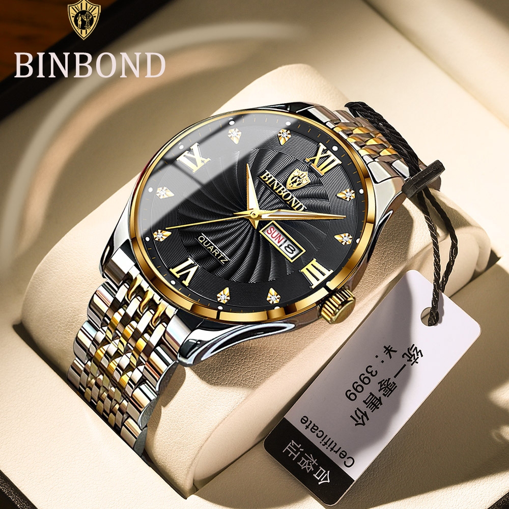 Jam Tangan Lelaki Original 100% Waterproof Quartz Stainless Steel Strap ...