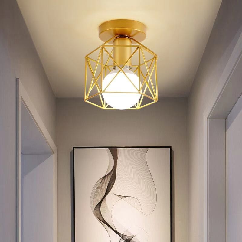 【Free LED Bulb】Vintage Metal Cage Ceiling Light E27 Base Lampshade ...