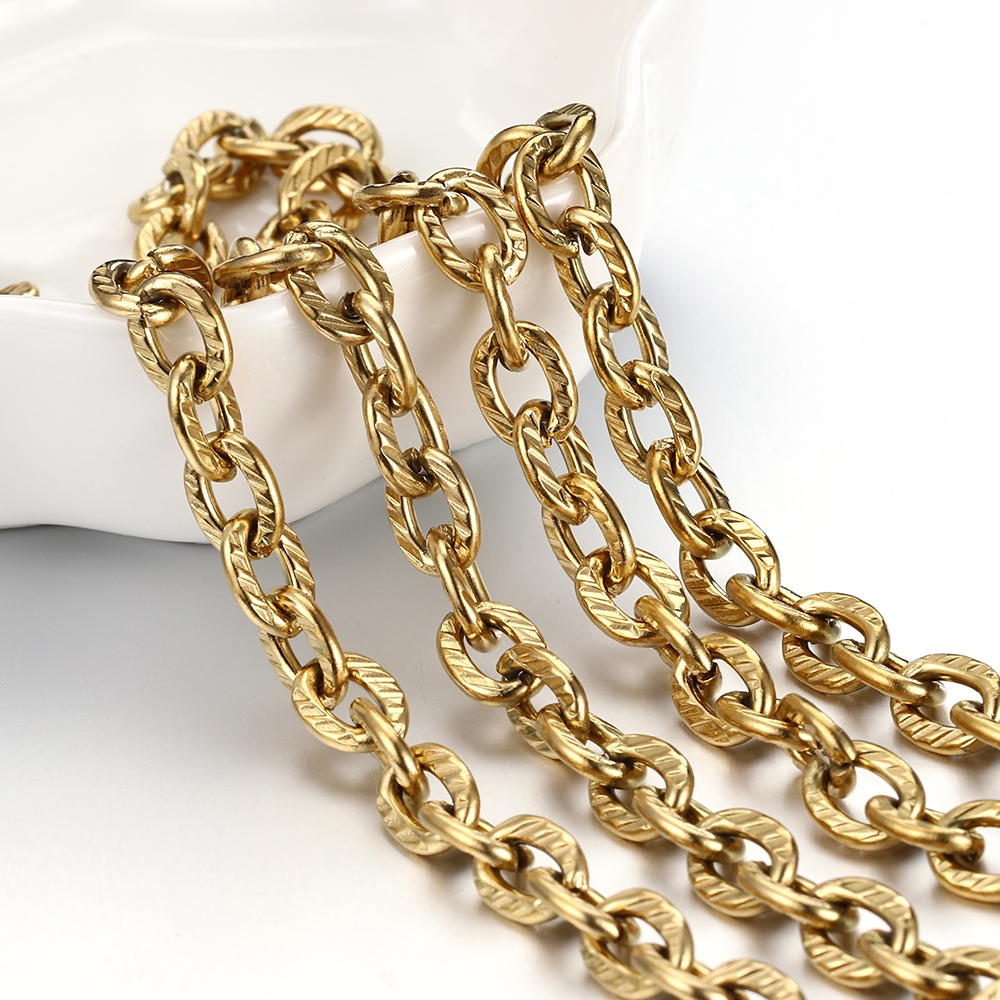 1Meter Stainless Steel Carving Rolo Cable Curb Chains for Gold Color ...