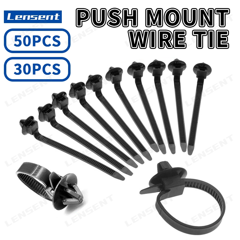 Lensent 60 Pcs 30PCS 92mm Nylon Black 30PCS Car Cable Strap Push Mount ...