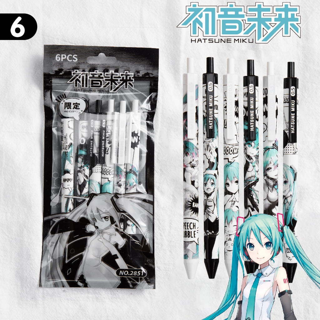 6Pens/Set Hatsune Miku Cute Gel Pen Cute Girl Heart Bullet Pressing 0 ...
