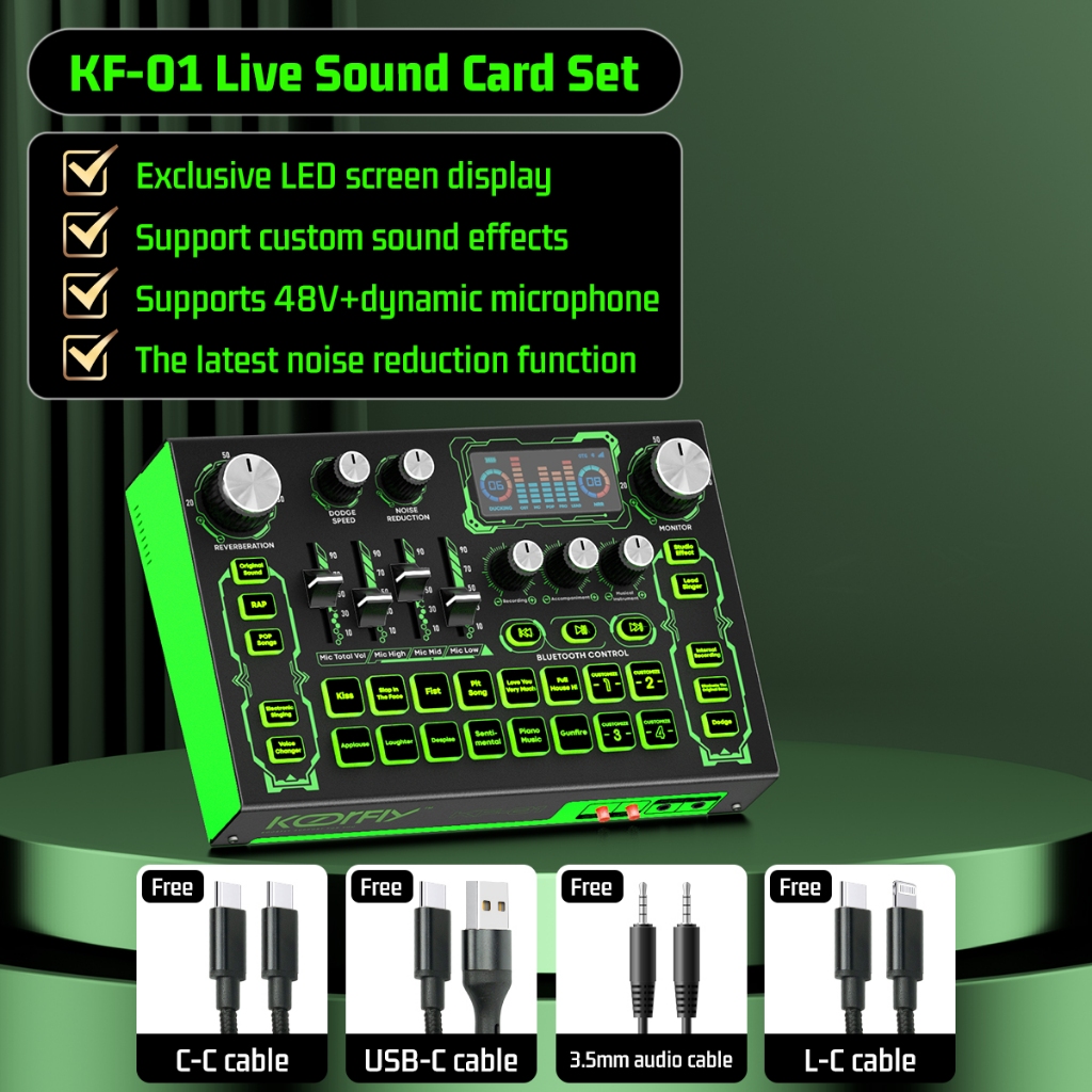 [Penjual Tempatan] KoorFly Live Sound Card KF01 48V Mikser Penghapusan ...